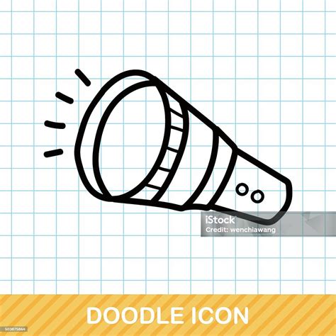 손전등 백색과 낙서 그리기에 대한 스톡 벡터 아트 및 기타 이미지 그리기 낙서 드로잉 단일 객체 Istock
