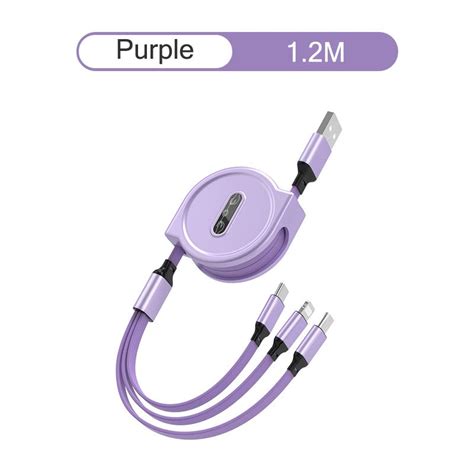 Купить Зарядный кабель 3 в 1, выдвижной USB-кабель для зарядки 2,4 А ...