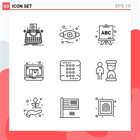 Collection Of 9 Vector Icons In Line Style Modern Outline Symbols For Web And Mobile Line Icon
