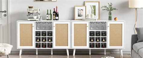 Amazon Giluta Rattan Wine Bar Cabinet With 2 Door Farmhouse