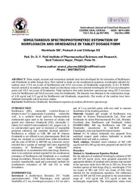 Pdf Simultaneous Spectrophotometric Estimation Of Paracetamol And Aceclofenac In Combined