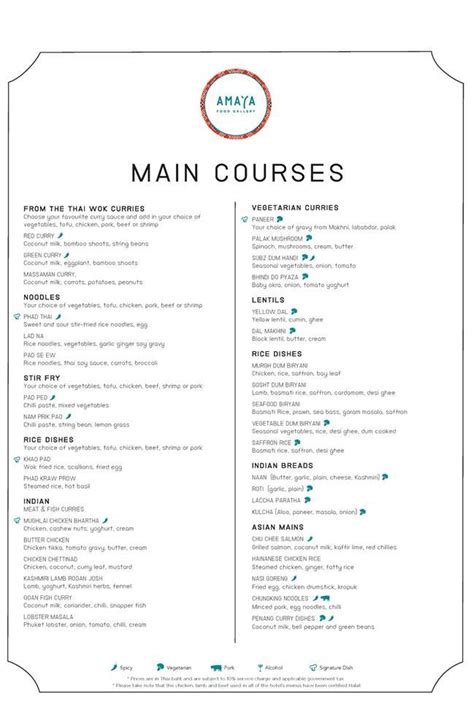 Menu At Amaya Food Gallery At Amari Bangkok Restaurant Bangkok