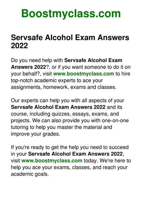 Servsafe Alcohol Exam Answers Servsafe Manager Practice