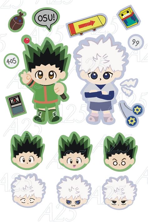 Hunter X Anime Sticker Sheet Hxh Chibi Matt Sticker Cute Anime