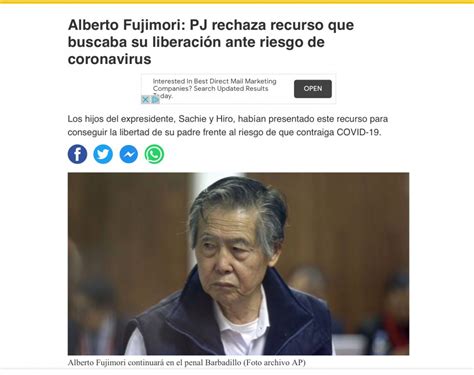 Alberto Fujimori Continuará En Prisión Pj Rechaza Hábeas Corpus