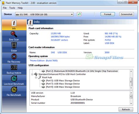 Flash Memory Toolkit Screenshot And Download At SnapFiles Com