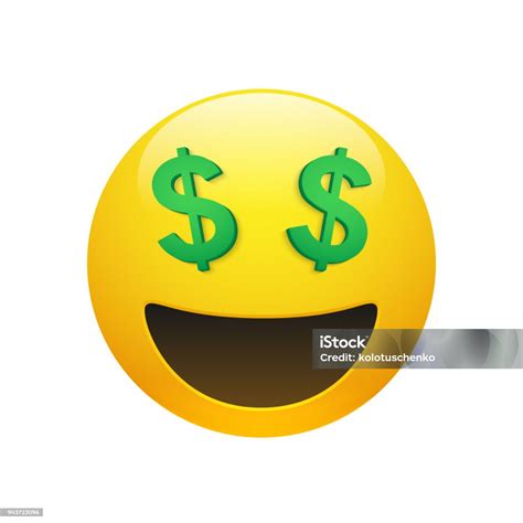 Emoji 表情黃色笑臉與貨幣符號眼睛向量圖形及更多表情符號圖片 表情符號 貨幣 美元符號 Istock