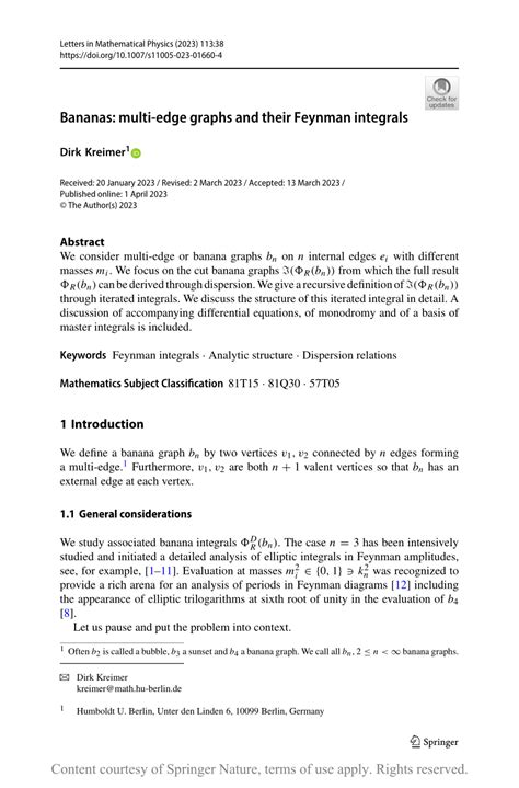 Pdf Bananas Multi Edge Graphs And Their Feynman Integrals