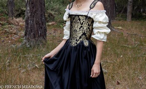 Long Black Gathered Maxi Skirt For Renaissancehistorical Costumes In