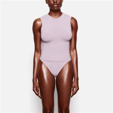 Cotton Jersey Mock Neck Tank Iris Mica Skims