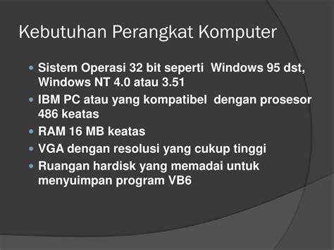 Ppt Instalasi Dan Pengenalan Visual Basic Powerpoint Presentation