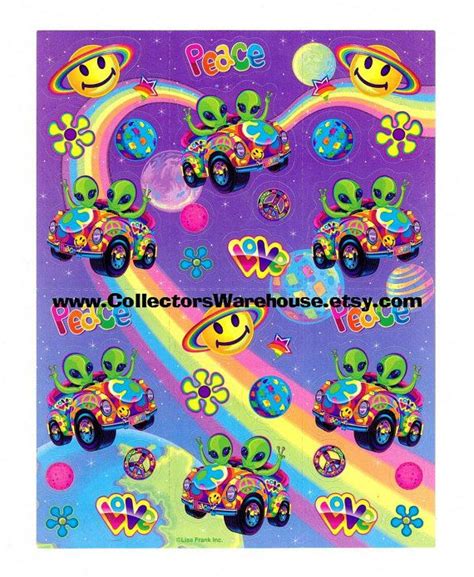 Lisa Frank Zoomer And Zorbit Sticker Sheet S389 Vintage 90s Vw Bug In