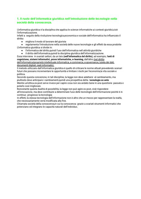 Informatica Giuridica 1 Il Ruolo Dellinformatica Giuridica Nell