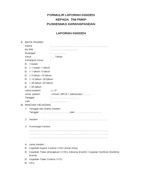 Form Laporan Ktd Kpc Knc Pdf