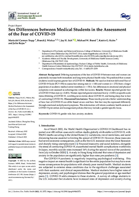 Pdf Sex Differences Between Medical Students In The Assessment Of The