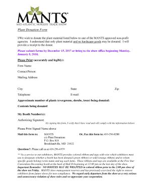 Fillable Online Plant Donation Form Fax Email Print PdfFiller