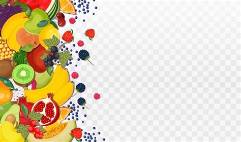 Colección De Varias Frutas Frescas En El Lado Izquierdo Comida