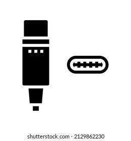 Usb Type C Glyph Icon Vector Stock Vector Royalty Free 2129862230 Shutterstock