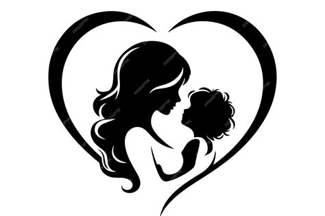 Мама и ребенок Векторная художественная иллюстрация Силуэт Премиум векторы