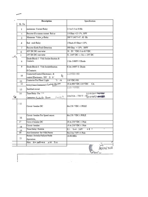 Bom For Sb1 Annexure O Pdf Relay Power Engineering