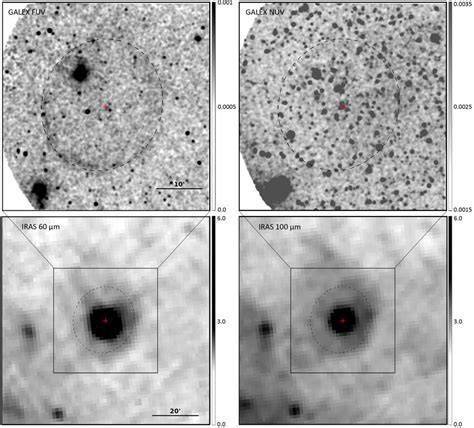 Greyscale Galex Far Uv Top Left And Near Uv Top Right And Iras 60 í