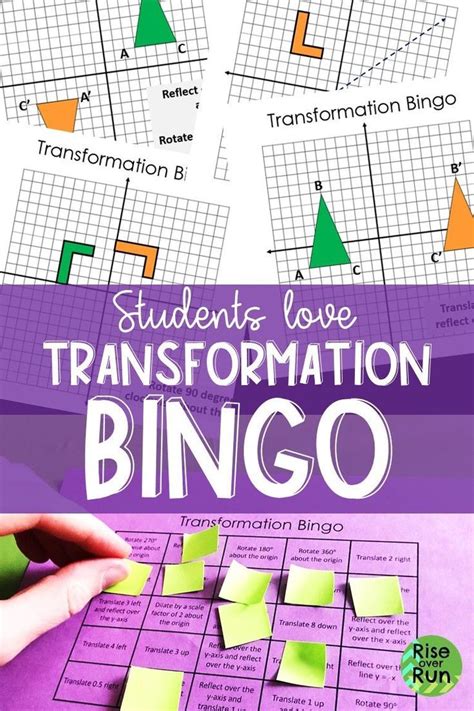 Transformations Review Game Math Bingo For Geometric Transformations