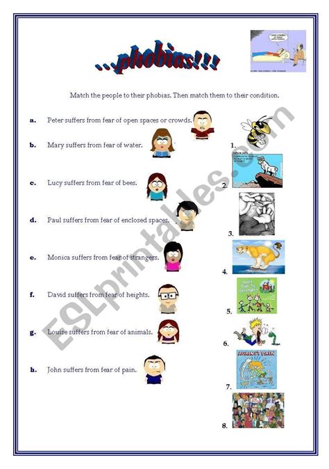 Phobias ESL Worksheet By Athink