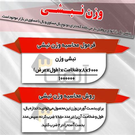 جدول وزن انواع نبشی فرمول محاسبه وزن نبشی آهن سه