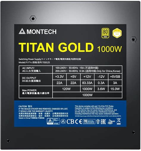 Montech Titan Gold 1000 ATX 3.0 1000W 80 Plus Gold PCIe 5.0 Fully ...