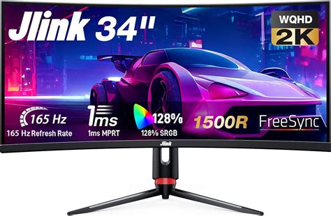 Jlink 34 Ultrawide Curved Gaming Monitor 165hz 128 Srgb Rgb Led