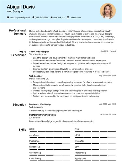 Web Designer CV Example For 2024 Top Tips Samples CVDesigner Ai
