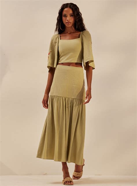 Conjunto Blusa E Saia Linho Cecília Oasis