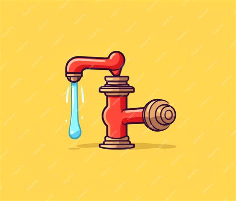 Un Dessin Animé Dun Robinet Doù Sort Une Goutte Bleue Photo Premium