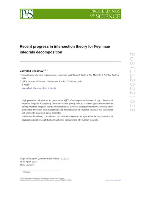 Pdf Recent Progress In Intersection Theory For Feynman Integrals