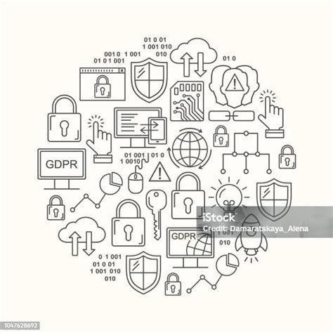 Vector Line Style Internet Security Pattern Data Protection Linear Concept Web Privacy And