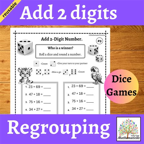 addition 2 digit numbers with regrouping dice games made by teachers
