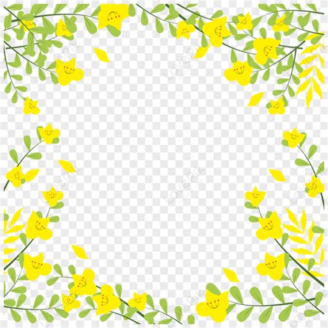 Yellow Flowers Botanical Illustration Decorative Border Yellow Border