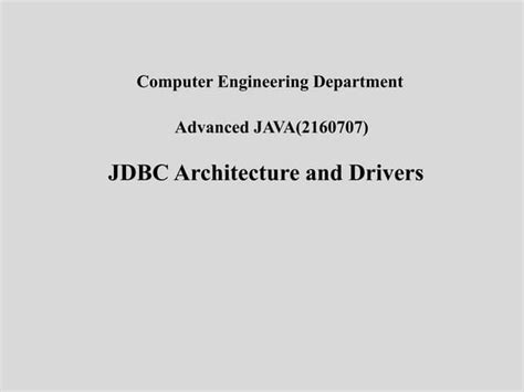 Jdbc Architecture And Drivers Ppt