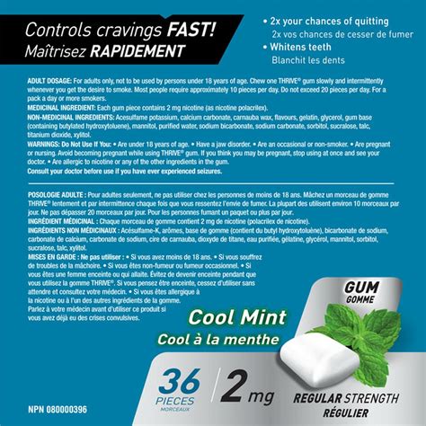 Thrive Nicotine Gum Cool Mint 2mg 36 Ct Delivery Or Pickup Near Me