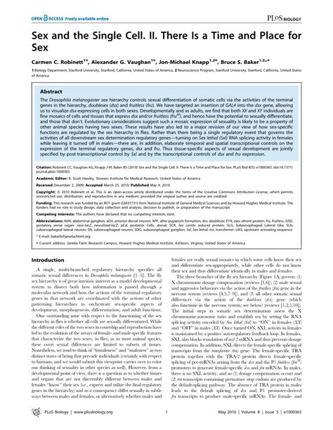 Pdf Sex And The Single Cell Ii There Is A Time And Place For Sex