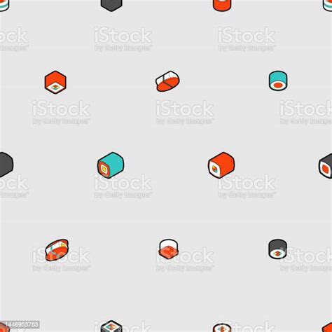Sushi Rolls Pattern Seamless Traditional Japanese Food Background