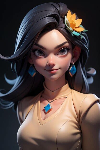 Premium Ai Image 3d Rendering Cartoon Character Pretty Girl Game Character Model Wallpaper