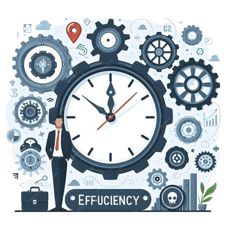 Efficiency Concept Clock And Gears In Smart Business Tone Flat Isolated Vector Illustration