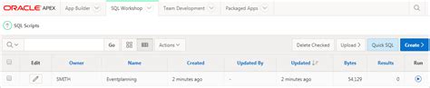 Oracle Application Express 18 Quick Sql 2 Of 2 Creating A Script