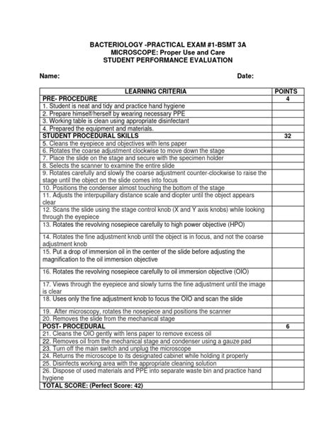 Bacteriology Practical Exam 1 Microscope Bsmt 3a Pdf Microscope Laboratory Equipment
