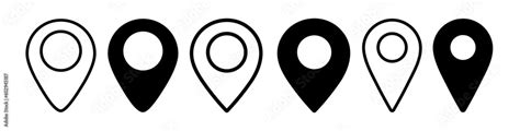 Location Icon Set Place Position Vector Symbol Gps Map Pin Line Icon Navigation Pointer Pin