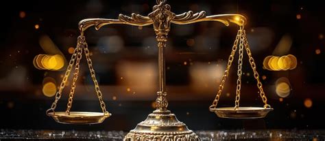 Golden Scales Of Justice With A Glimmer Of Light Premium AI Generated
