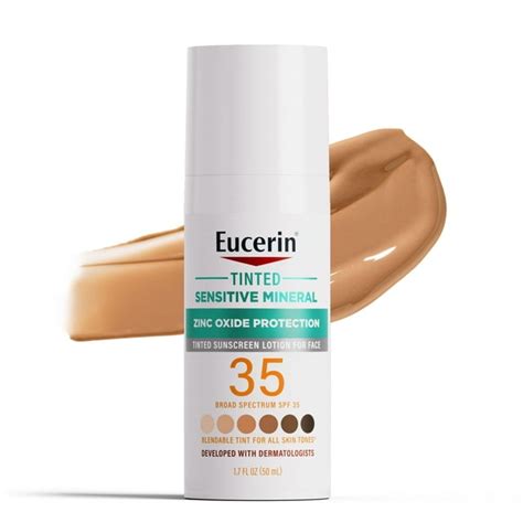 Eucerin Sun Tinted Sensitive Mineral Face Sunscreen Lotion Spf 35 Non