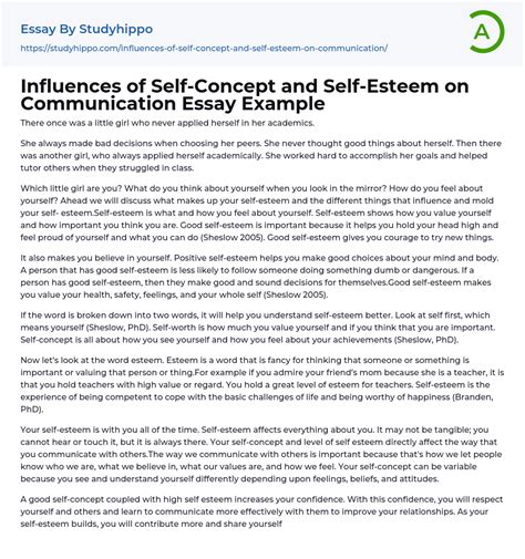 Influences Of Self Concept And Self Esteem On Communication Essay