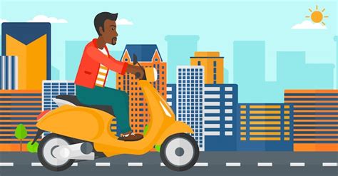 남자 승마 스쿠터 그림입니다 프리미엄 벡터